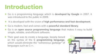 Golang Go Programming Language PPTX Programming Languages Computing