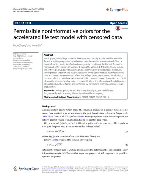 Pdf Permissible Noninformative Priors For The Accelerated Life Test