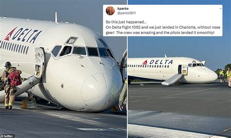 Delta Flight Touches Down On Nose After Landing Gear Malfunction