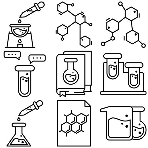 Chemistry Laboratory Icon Set Outline Style Part Four 17531579 Vector