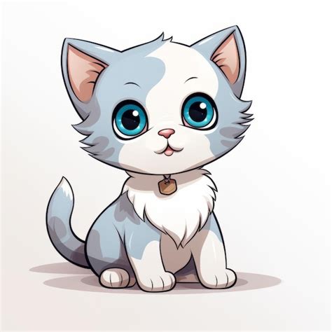 Premium Ai Image Cute Cartoon Kitten With Blue Eyes And White Fur