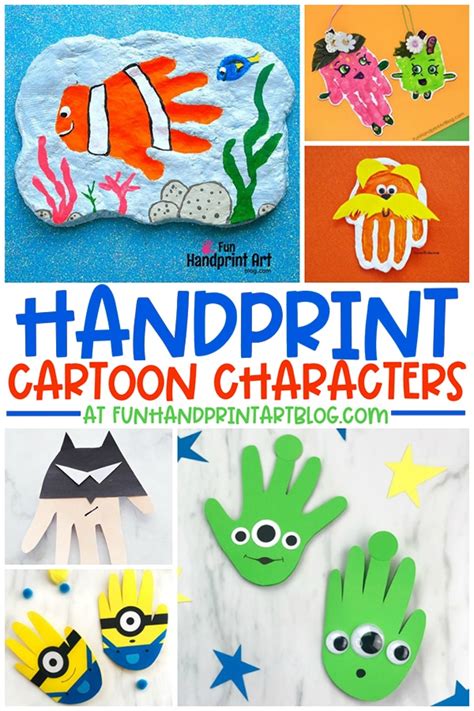 Awesome Cartoon Characters Made From Handprints Handprint Crafts Handprint Art Easy Arts And