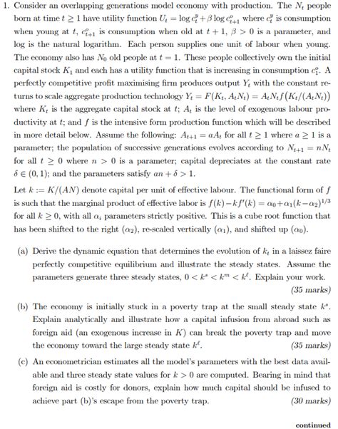 Solved Consider An Overlapping Generations Model Economy
