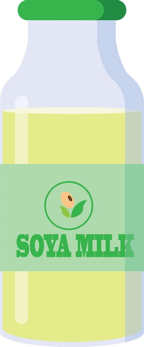 A Glass Bottle Of Soy Milk Or Soya Drink Flat Design Vector Design Of