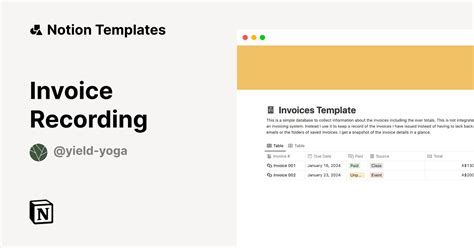 Invoice Recording Template Notion Marketplace