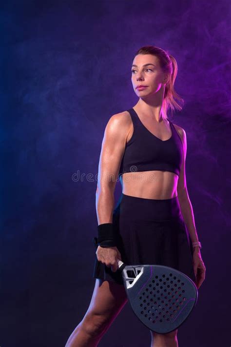 Padel Tennis Player With Racket On Tournament Girl Athlete With Paddle