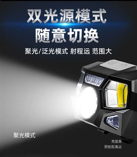 跨境新款led感应头灯usb可充电夜钓防水头戴灯户外照明探洞跑步灯 阿里巴巴