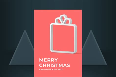 메리 크리스마스 핑크 인사말 카드 선물 상자 프레임 Bauble 현실적인 3d 아이콘 벡터 새해 복 많이 받으세요 12월에 대한