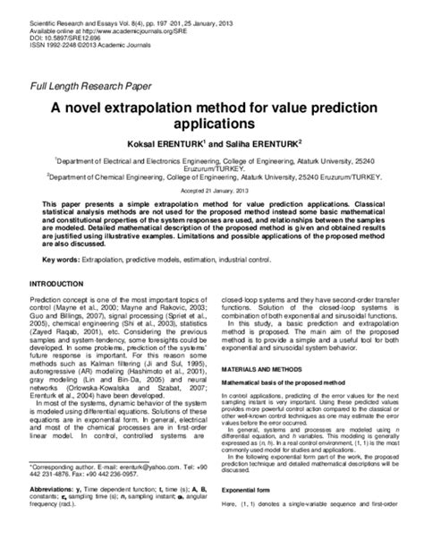 Pdf A Novel Extrapolation Method For Value Prediction Applications