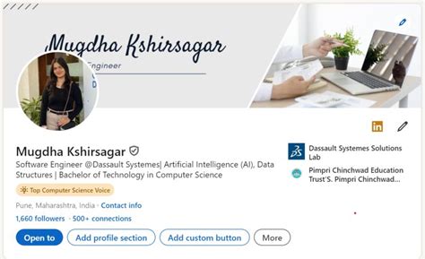 Honored With Top Computer Science Voice Badge On Linkedin Mugdha