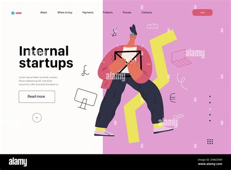 Startup Illustration Website Landing Template Flat Line Vector Modern