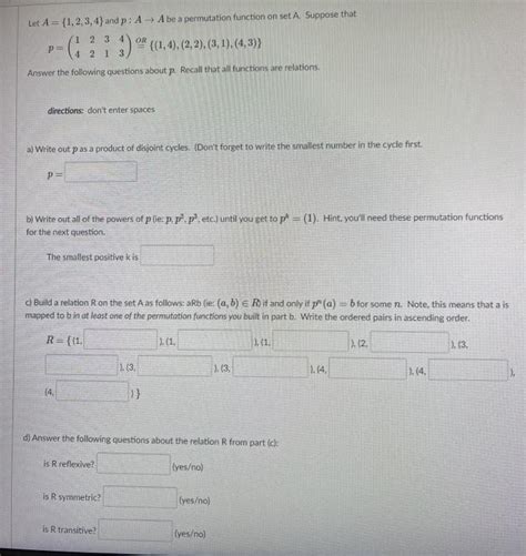 Solved Let A 1234 And P Aa Be A Permutation Function