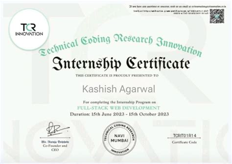 Kashish Agarwal On Linkedin I Am Glad To Share My Internship