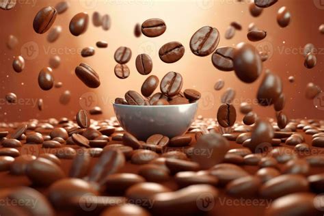 Image Of Coffee Beans Floating In Mid Air The Coffee Beans Are Shown In A Variety Of Shapes And
