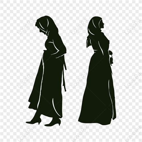 손으로 그린 우아한 지적 이슬람 여성 실루엣 일러스트 이슬람교도 여자 Png 일러스트 무료 다운로드 Lovepik