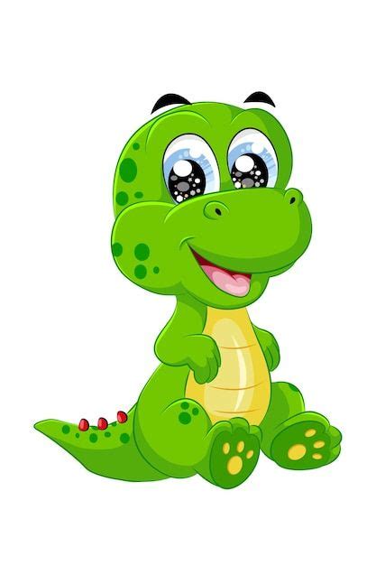 Un pequeño dinosaurio amarillo verde lin Premium Vector Freepik