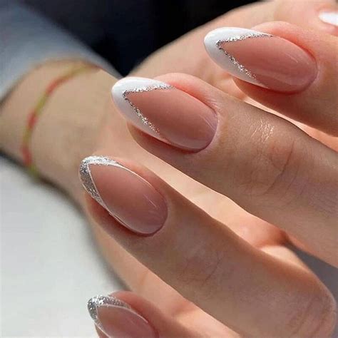 French Manicure With Glitter Tips