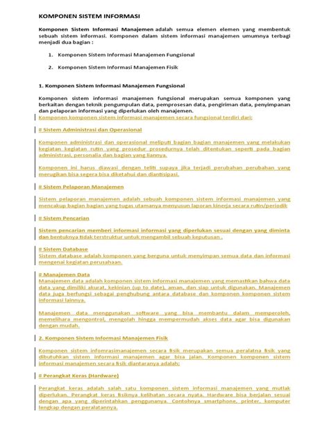 Komponen Sistem Informasi Pdf Bisnis Komputer