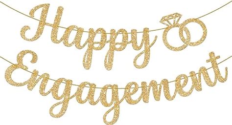 Katchon Gold Glitter Happy Engagement Banner 10 Feet No