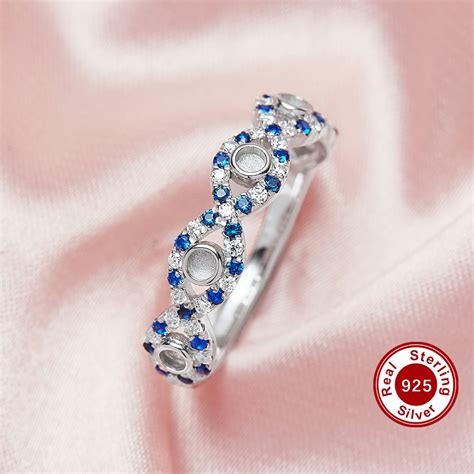MM Keepsake Breast Milk Resin Round Bezel Ring Settings Solid Back Infinity Sterling Silver