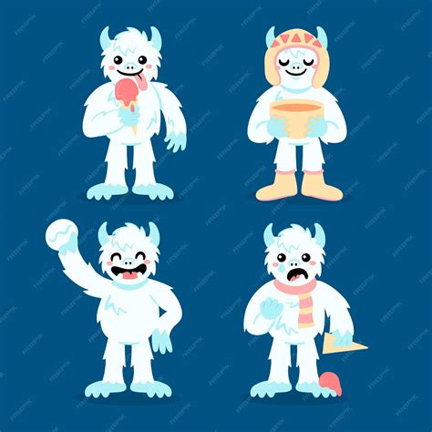 Premium Vector Cartoon Yeti Abominable Snowman Character Collection