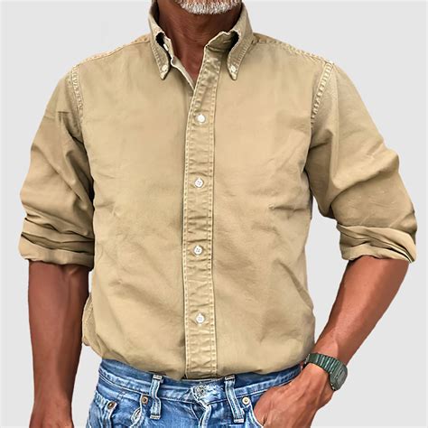 Mens Vintage Premium Washed Long Sleeve Shirt