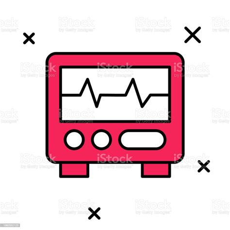 Ilustración De Contorno Relleno Monitor De Ordenador Con Icono De