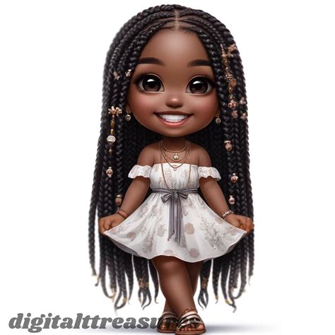 Chibi Afro American Girl With Braids Dall E 3 Prompts And Images Etsy
