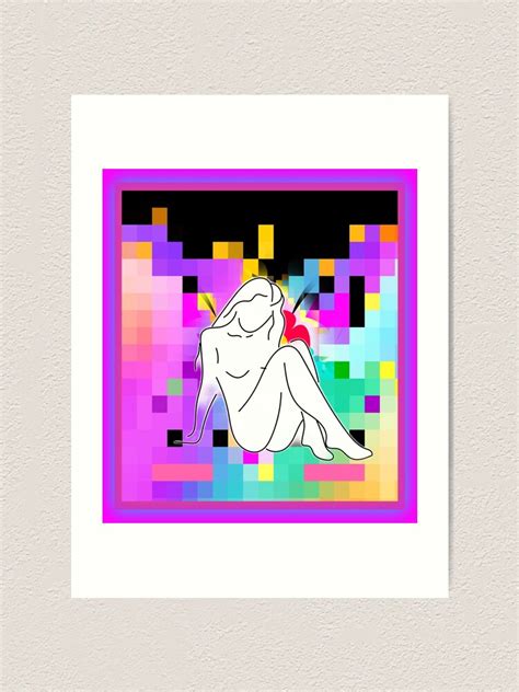 Focus Pixelate Purple Black Nude Woman Line Drawing Art Print For Sale By Serryjane Redbubble