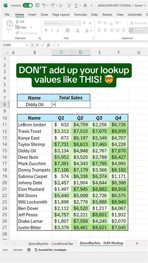 How To Use Sum Xlookup In Excel Excel Spreadsheet Corporate Excel Tiktok