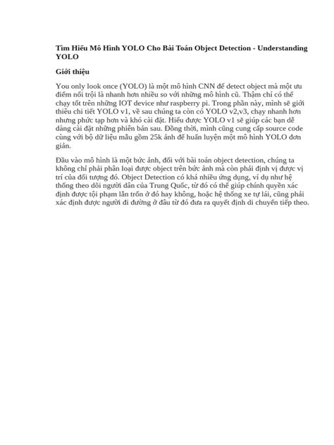 Tìm Hiểu Mô Hình Yolo Cho Bài Toán Object Detection Pdf