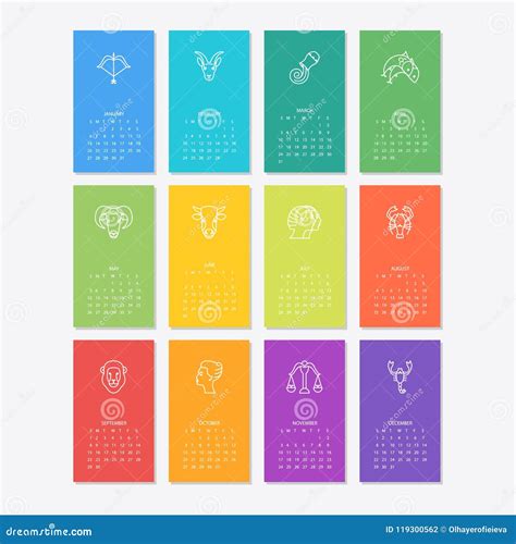 2019 New Year Calendar Stock Vector Illustration Of Aquarius 119300562