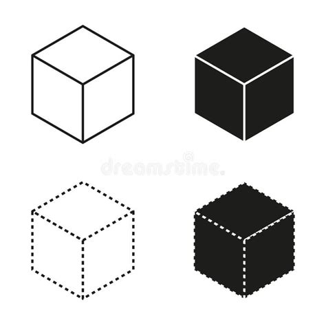 Cube Icon Illustration Geometric 3d Shape Black And White Elements Minimal Vector Object