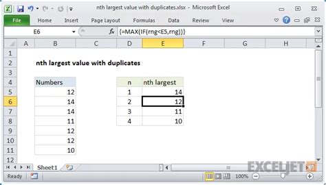 Fórmula De Excel Enésimo Valor Más Grande Con Duplicados