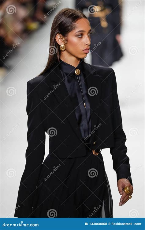 Yasmin Wijnaldum Walks The Runway At The Versace Show During Milan