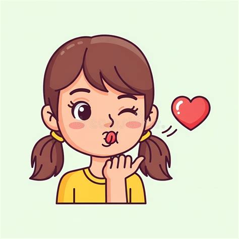 Winking Girl Blowing Kiss Red Heart Light Green Generated With Ai