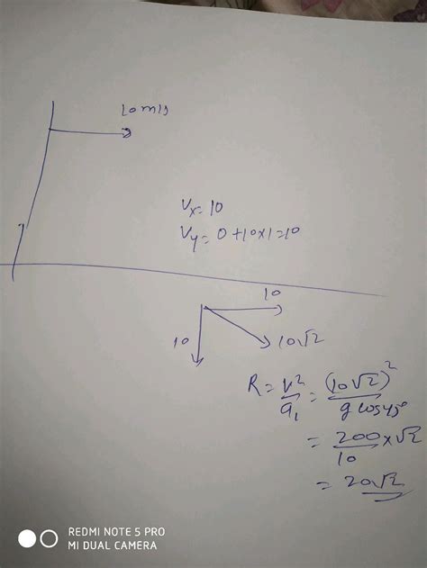 A Particle Is Projected Horizontally With Speed 10 M S From Tower