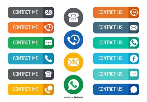 Contact Vector Button Collection 165835 Vector Art At Vecteezy