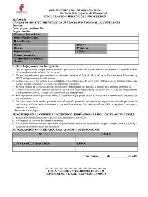 Declaracion Jurada 2025 Pdf