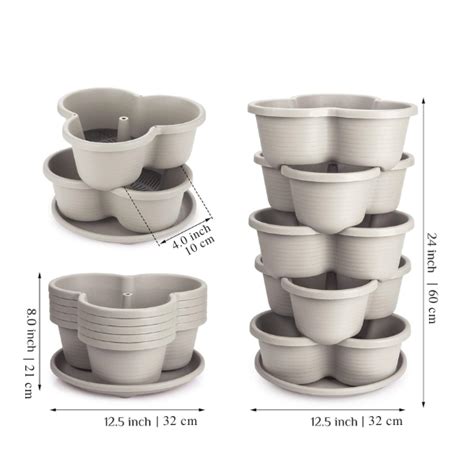 5 Level Stackable Flower Pot Planter Stacking Vertical Garden