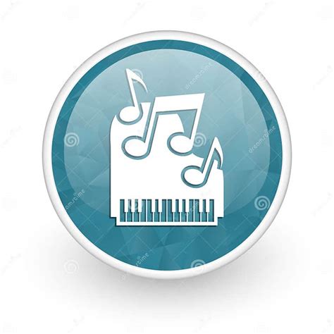 Music Concept Piano Blue Web Buton Glossy Icon Isolated On White