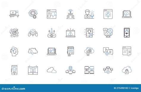 Hi Tech Tools Line Icons Collection Robotics Augmented Reality
