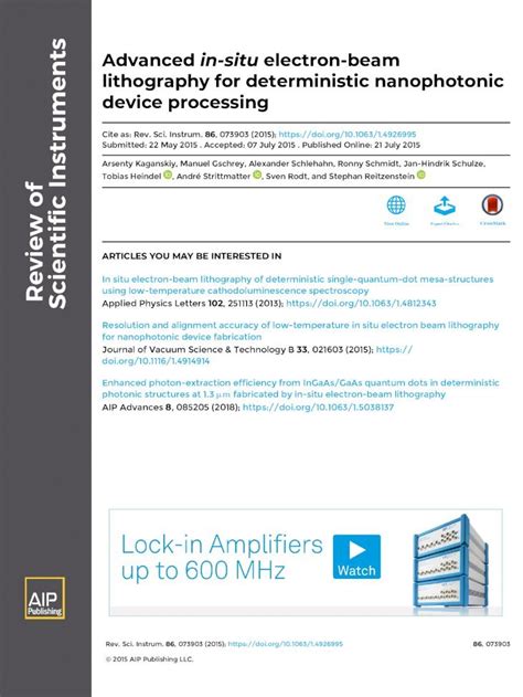 Pdf Advanced In Situ Electron Beam Lithography For · Advanced In Situ Electron Beam