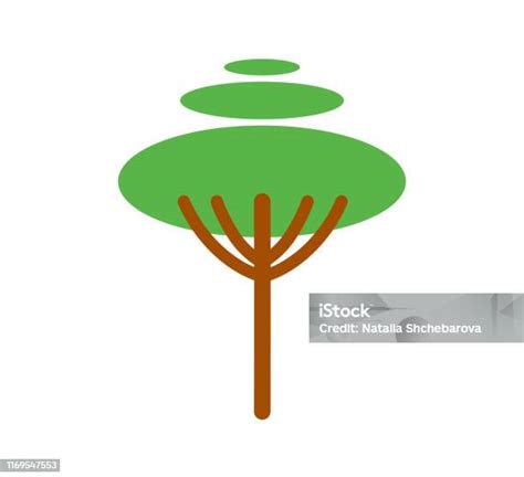 向量插圖扁平綠色樹隔離在白色背景上可用作自然設計地圖風景等的圖示向量圖形及更多地圖圖片 地圖 夏天 大自然 Istock