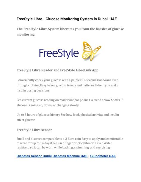 Freestyle Libre Glucose Monitoring System In Dubai Uae By