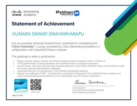 Kumara Swamy Swayamvarapu On Linkedin Cisconetworkingacademy Pythonprogramming