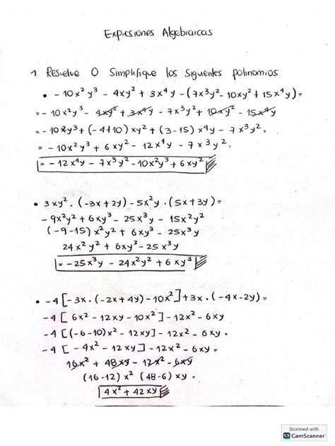 Operaciones Algebraicas Pdf