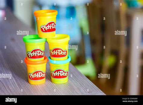 Poznan Poland Mar 08 2016 Mix Of Colorful Play Doh Clay In
