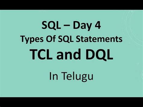 SQL Day TCL And DQL Statements YouTube