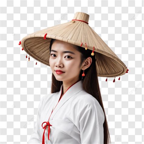 전통 모자를 쓴 아시아 여성 전통 모자를 쓴 아시아 여성 문화유산과 정체성을 보여주는 모자 Png 일러스트 및 이미지 에